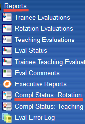 POWER Help - Reports - Completion Status: Rotation Evaluations | Postgraduate Medical Education